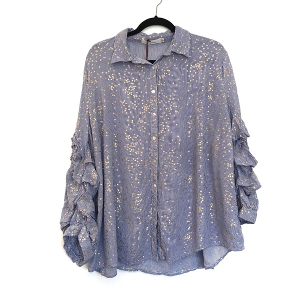 Solitaire | Tops | Solitaire Soft Button Down Ruffle Blouse 2x | Poshmark